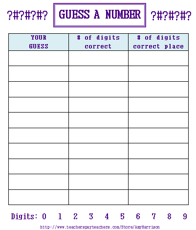 My Math Resources - Guess a Number