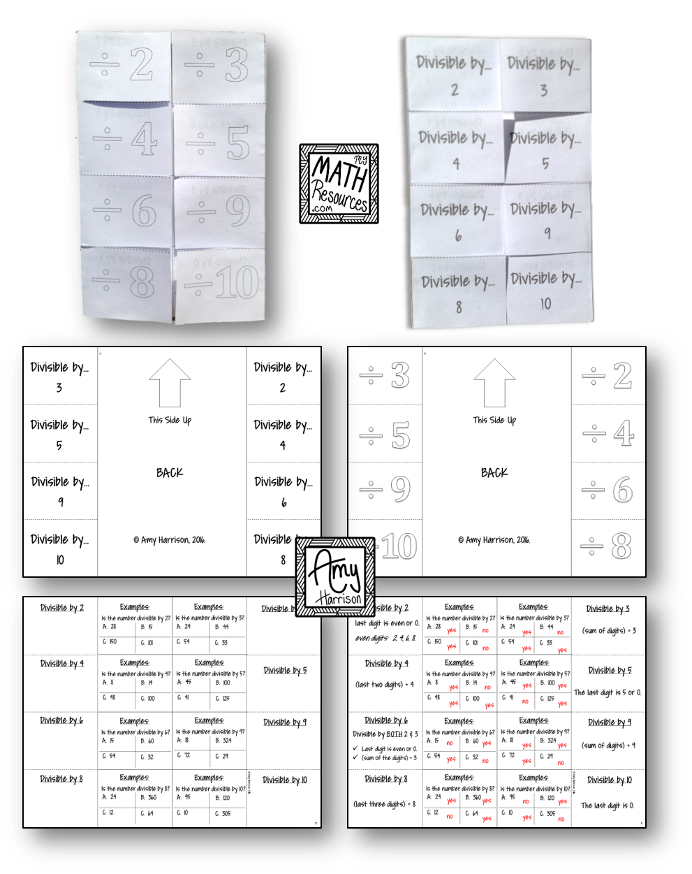 My Math Resources - DivisibilityRulesFoldablePicures