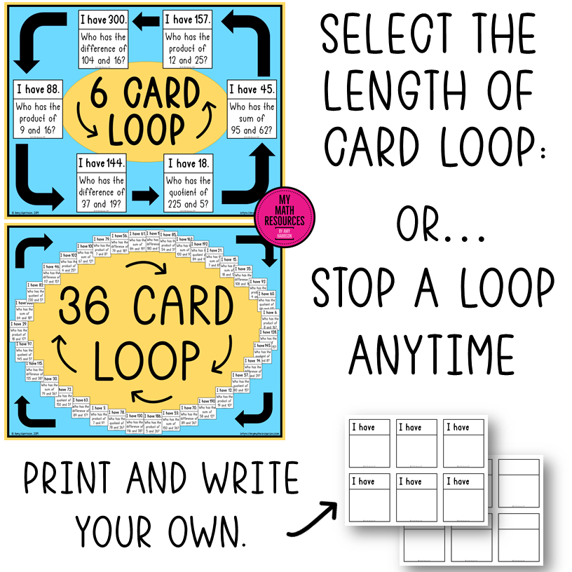 My Math Resources - Whole Number Operations – I Have Who Has Game