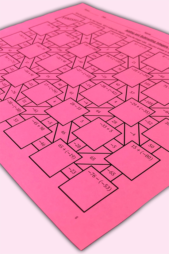 My Math Resources - Adding and Subtracting Integers Maze