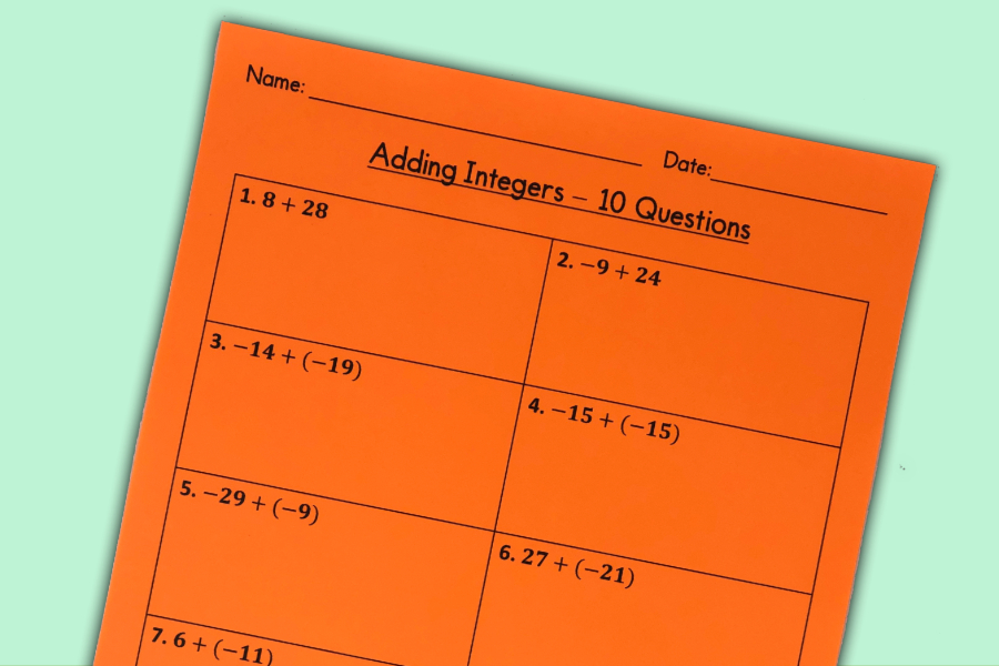 My Math Resources - FREE Beginners Adding Integers Worksheets (Integers ...