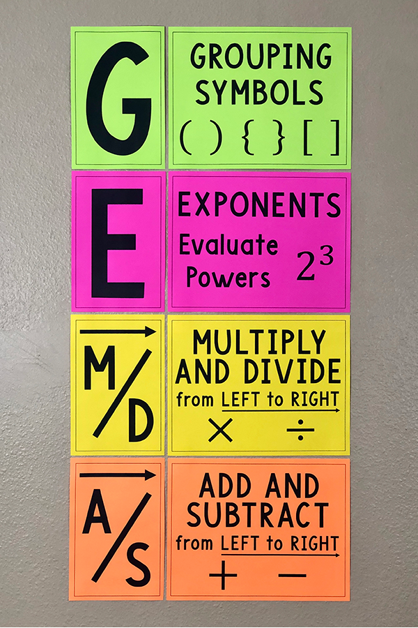 My Math Resources - GEMDAS Order of Operations Bulletin Board Poster