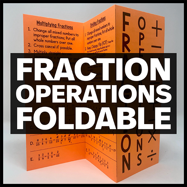 My Math Resources - fraction operations foldable cover resize