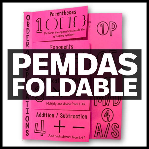 My Math Resources - pemdas foldable