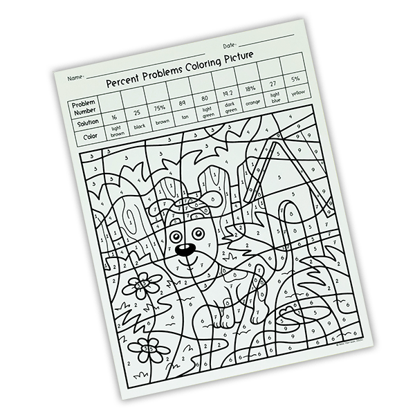 My Math Resources - Percent Problems Coloring Picture Worksheet