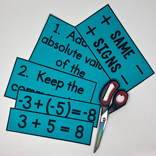 My Math Resources - Adding and Subtracting Integers Bulletin Board Posters