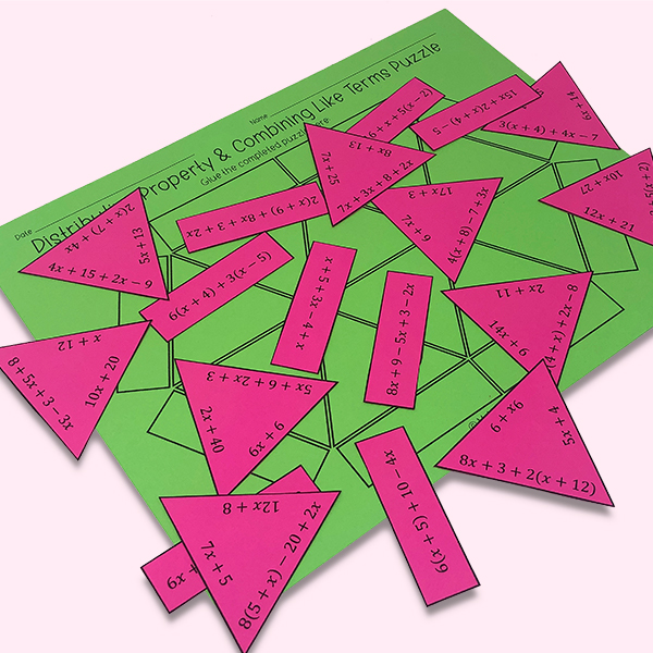 My Math Resources - Distributive Property & Combining Like Terms Puzzle ...