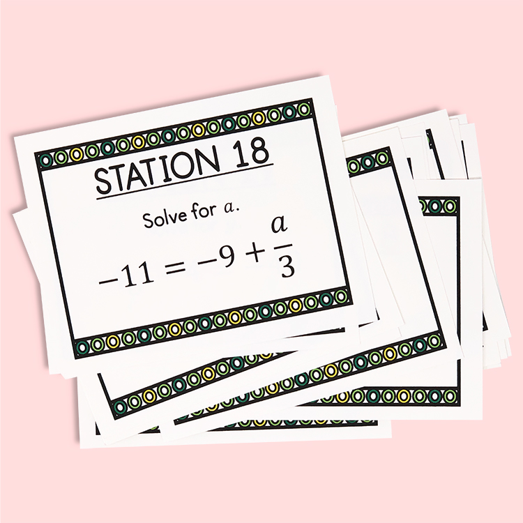 My Math Resources - Two Step Equations with Integers Task Cards