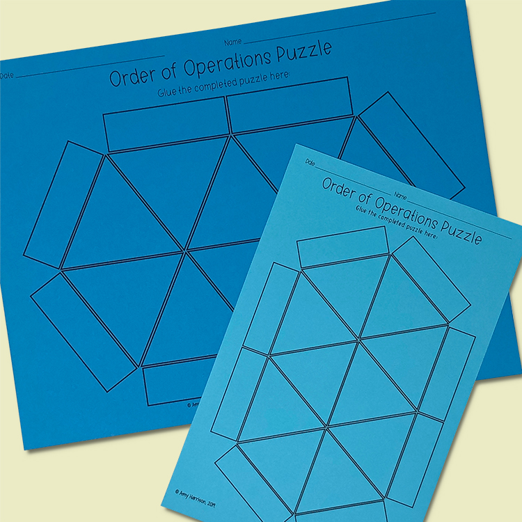 My Math Resources - 6th Grade Order of Operations Puzzle – CCSS 6.EE.A.1