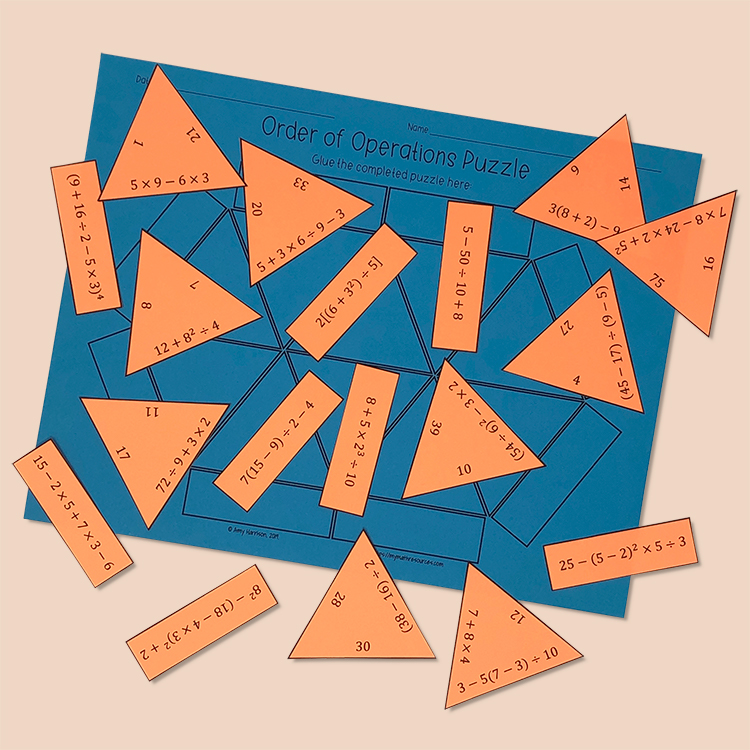 My Math Resources - 6th Grade Order of Operations Puzzle – CCSS 6.EE.A.1