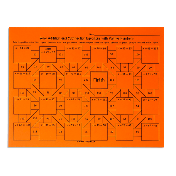 My Math Resources Fun Middle School Math Printables