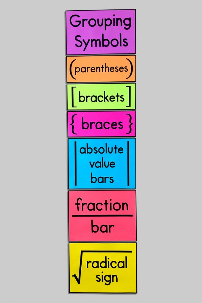 My Math Resources - Grouping Symbols Posters