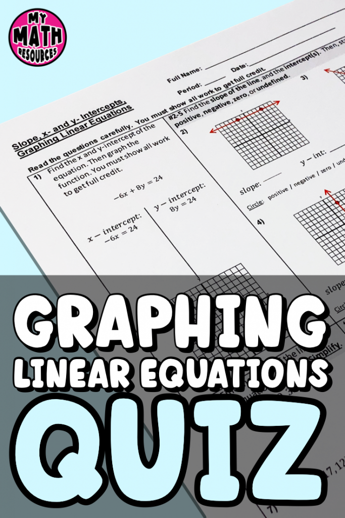 My Math Resources - Slope, Graphing Linear Equations, and x & Y ...